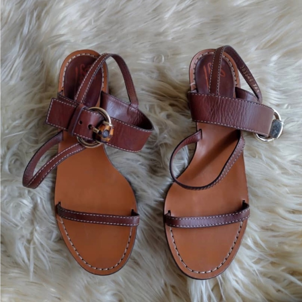Gucci Bamboo Leather Heels Sandals - Gem